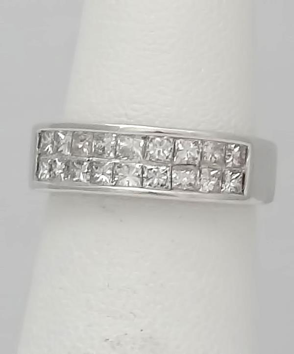 14k White Gold 1.00ct Princess Cut Diamond Invisible Channel Set Weddi ...