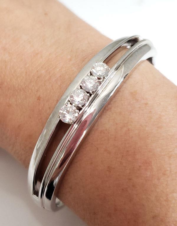 2.00ct Four Diamond Floating Split Bangle Bracelet In 14k White Gold ...